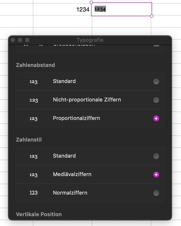 Tabellenziffern in Numbers - Word, OpenOffice etc. - Typografie.info
